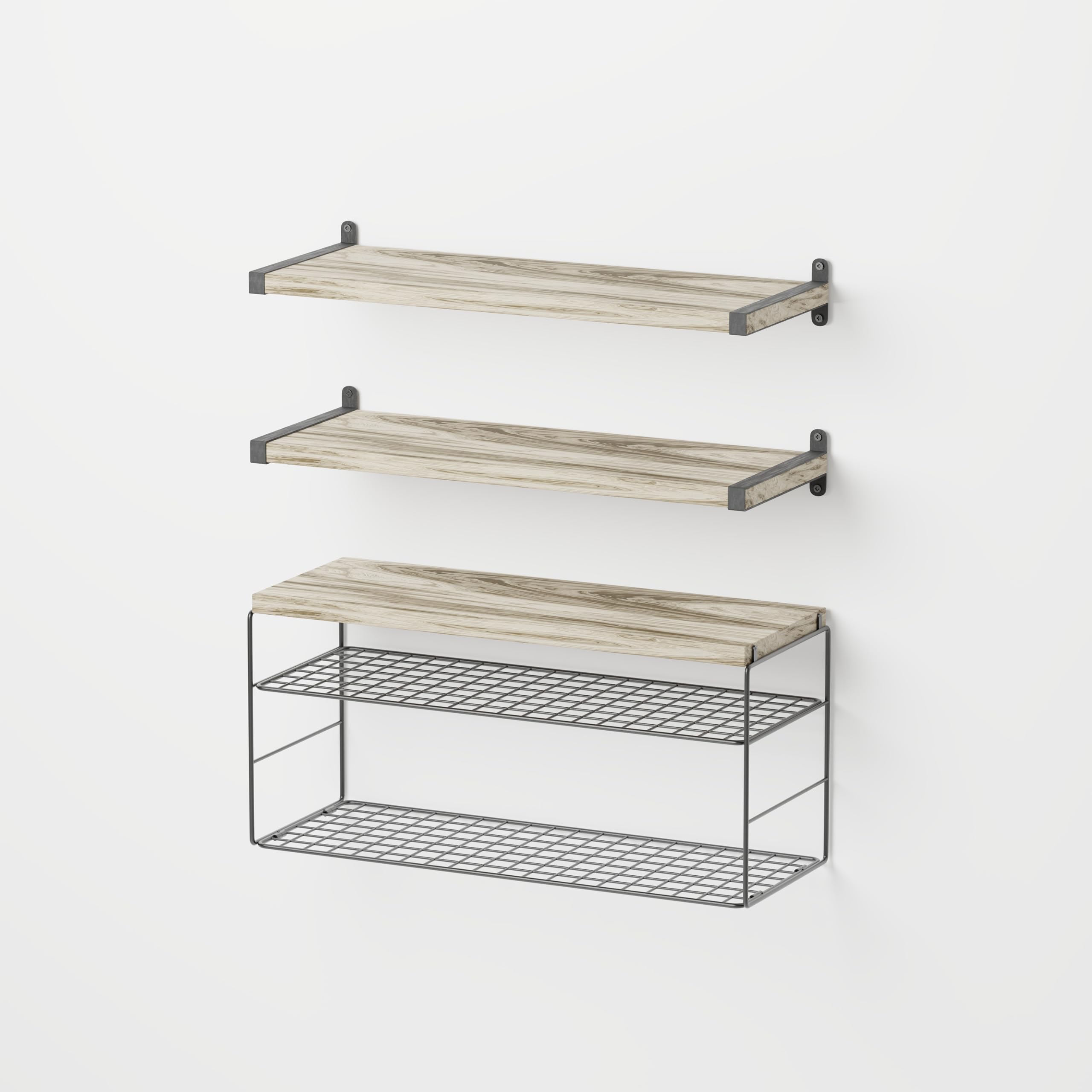 ILAYIJIA Bathroom Wall Floating Shelf: Bathroom Wall Mounted Floating Shelves, Floating Bathroom Wall Shelf, Bathroom Floating Shelves Wall Mounted, Bathroom Floating Shelf Over Toilet (Grey)