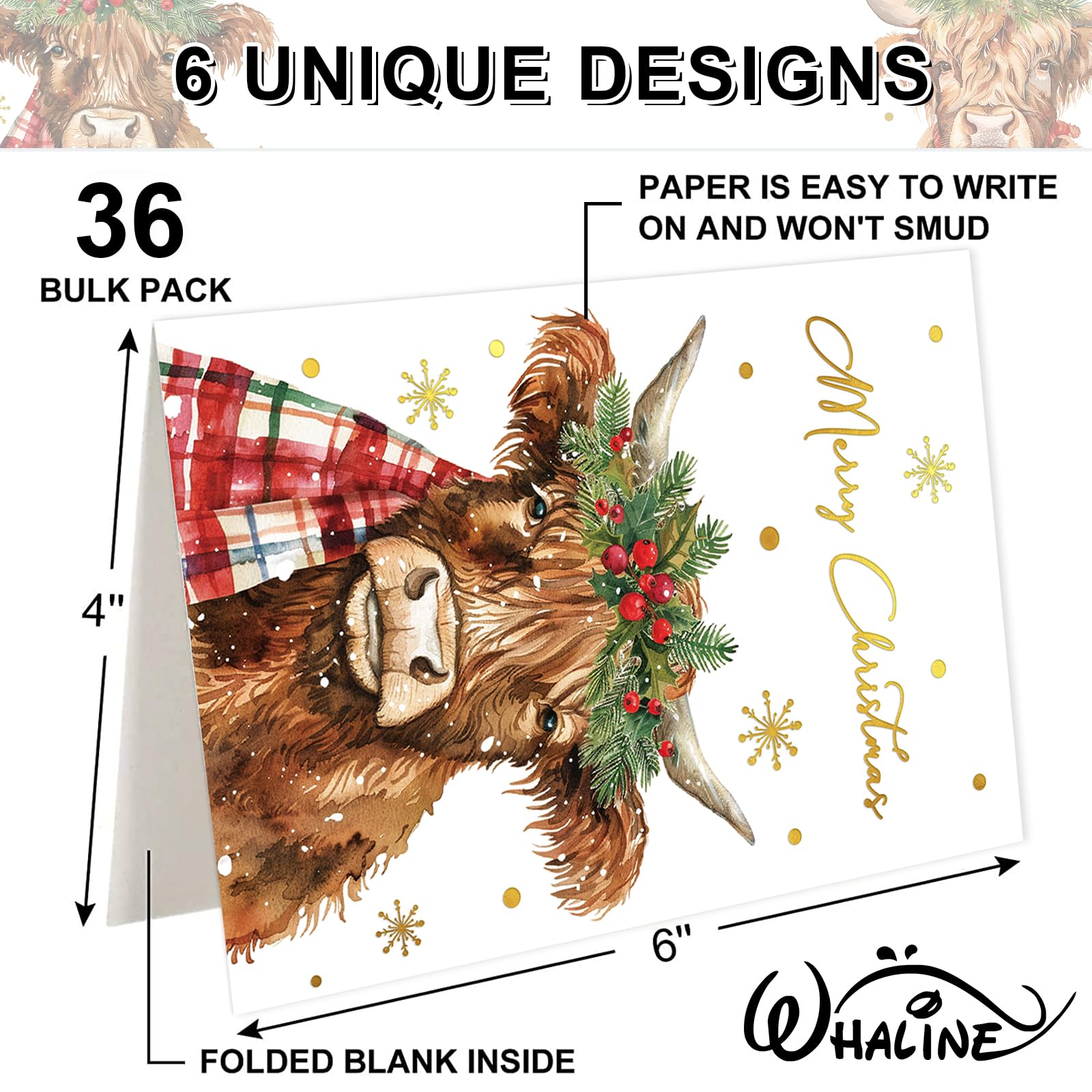 Whaline 36 Pack Halloween Greeting Cards with Sticker Envelope Vintage Ghost in Nature Blank Note Cards Bulk for Party Invitations