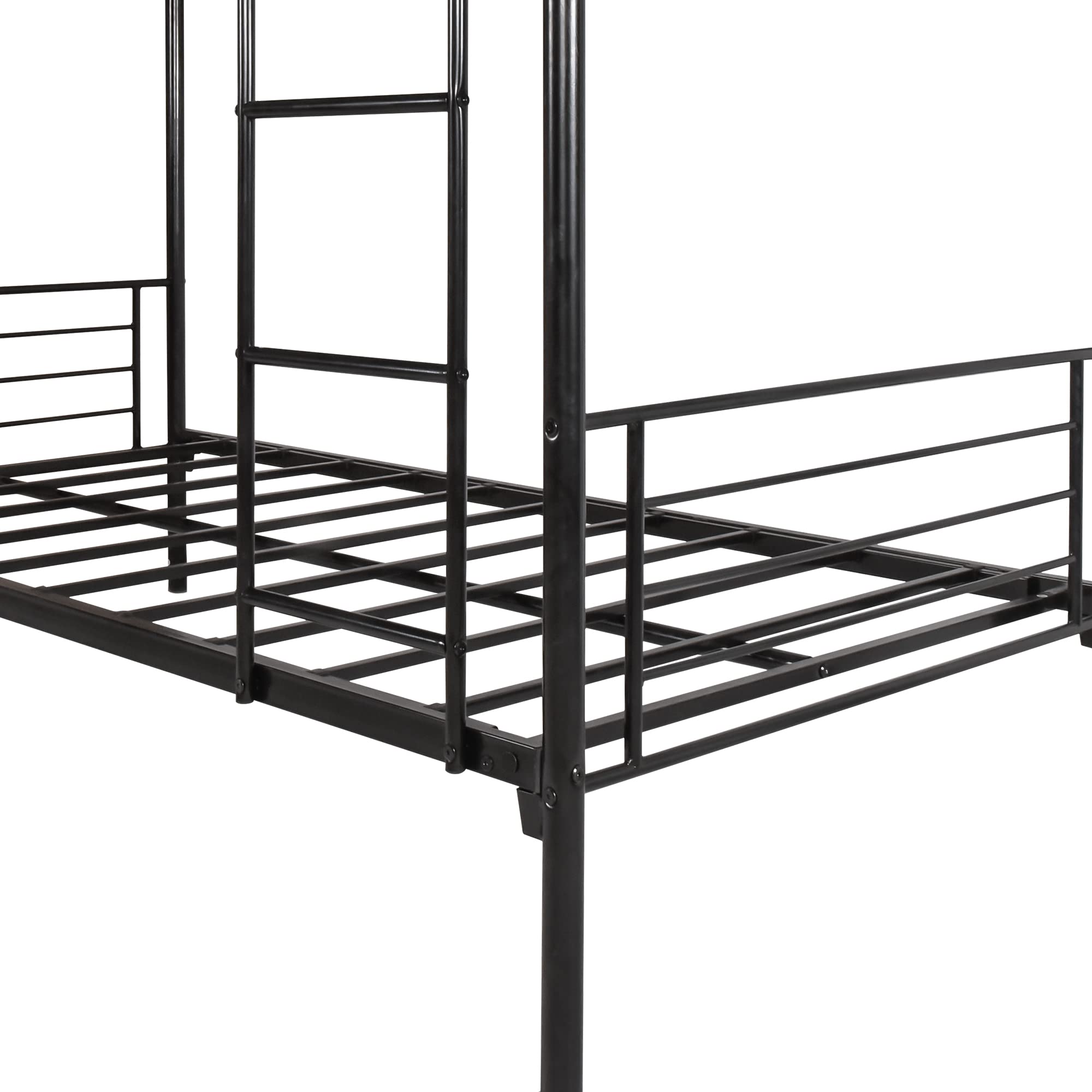 HAUSHECK Metal Bunk Beds Twin Over Twin Size, Bed Frame with Removable Ladder & Enhanced Upper-Level Guardrail, Space-Saving, No Box Spring Needed, Heavy Duty Sturdy Frame for Junior & Adults