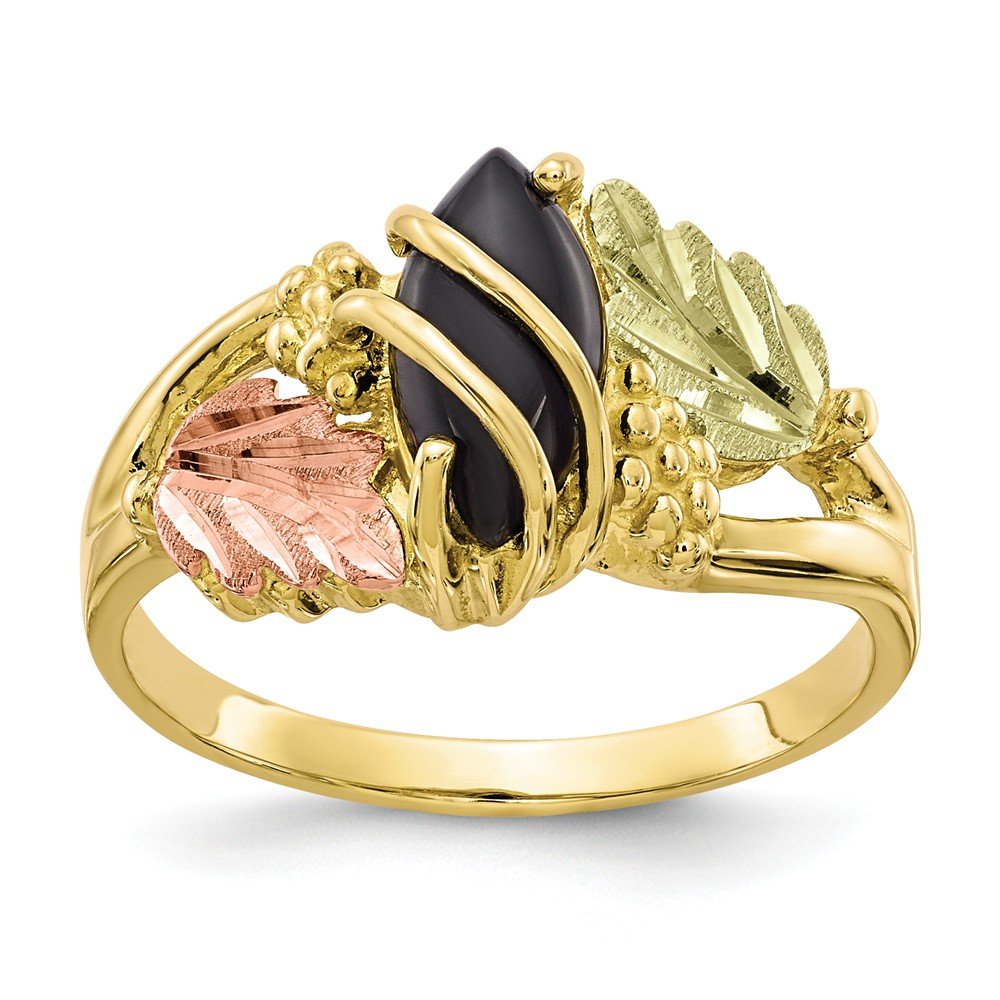 Jewels By Lux 10k Tri-color Black Hills Gold Onyx Ring