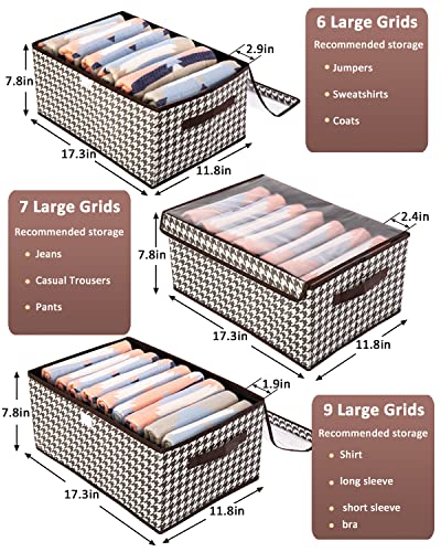 uapryti Drawer Organizers for Clothing - Foldable Closet Organizers and Storage,Washable Wardrobe Clothes Organizer(3PCS,6 Grids+7 Grids+9 Grids)