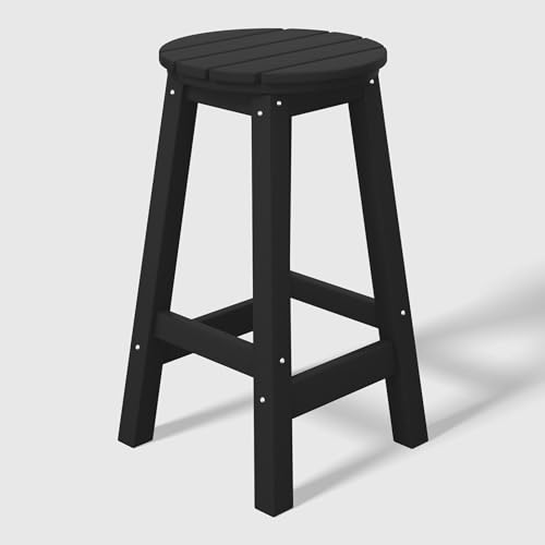 WestinTrends Malibu 24" HDPE Outdoor Patio Round Counter Height Bar Stool Set of 2, Black