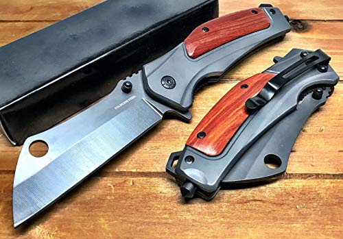 Super Knife Folding Pocket Knife 8" Spring Assisted Tactical Knife with Stainless Steel 3.5" Blade for Tactical Rescue, Self Defense, Hunting, Survival Glass Breaker Knives
