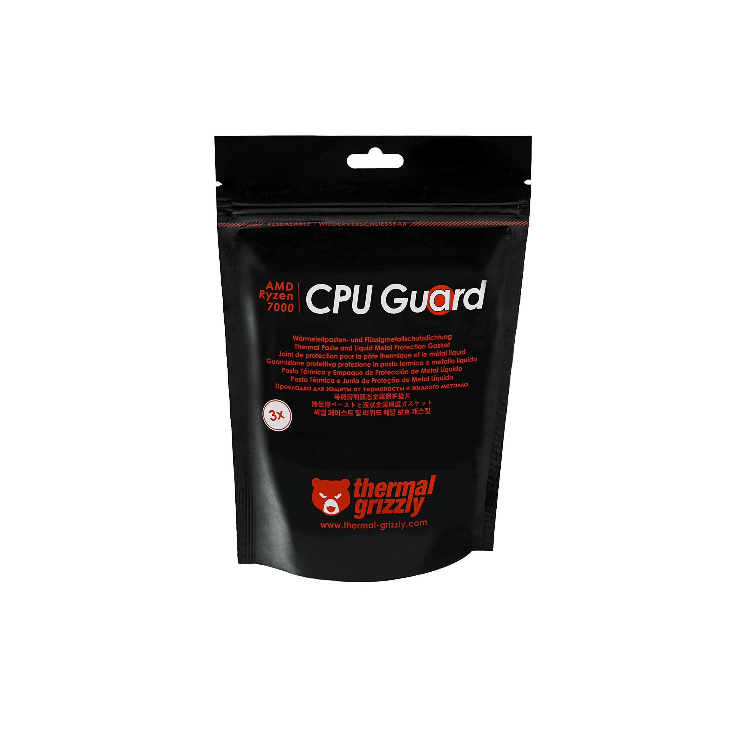 Thermal Grizzly - CPU Guard (3 Pieces) - AMD Ryzen 7000 Foam Gasket - Protects The Processor from Liquid Metal and Thermal Paste - Seals The Gap Between The Heatspreader and CPU