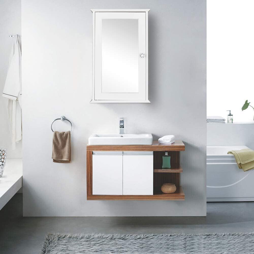 Wall-Mounted Bathroom Cabinet - Modern Storage Organizer with Mirrored Door for Laundry and Kitchen