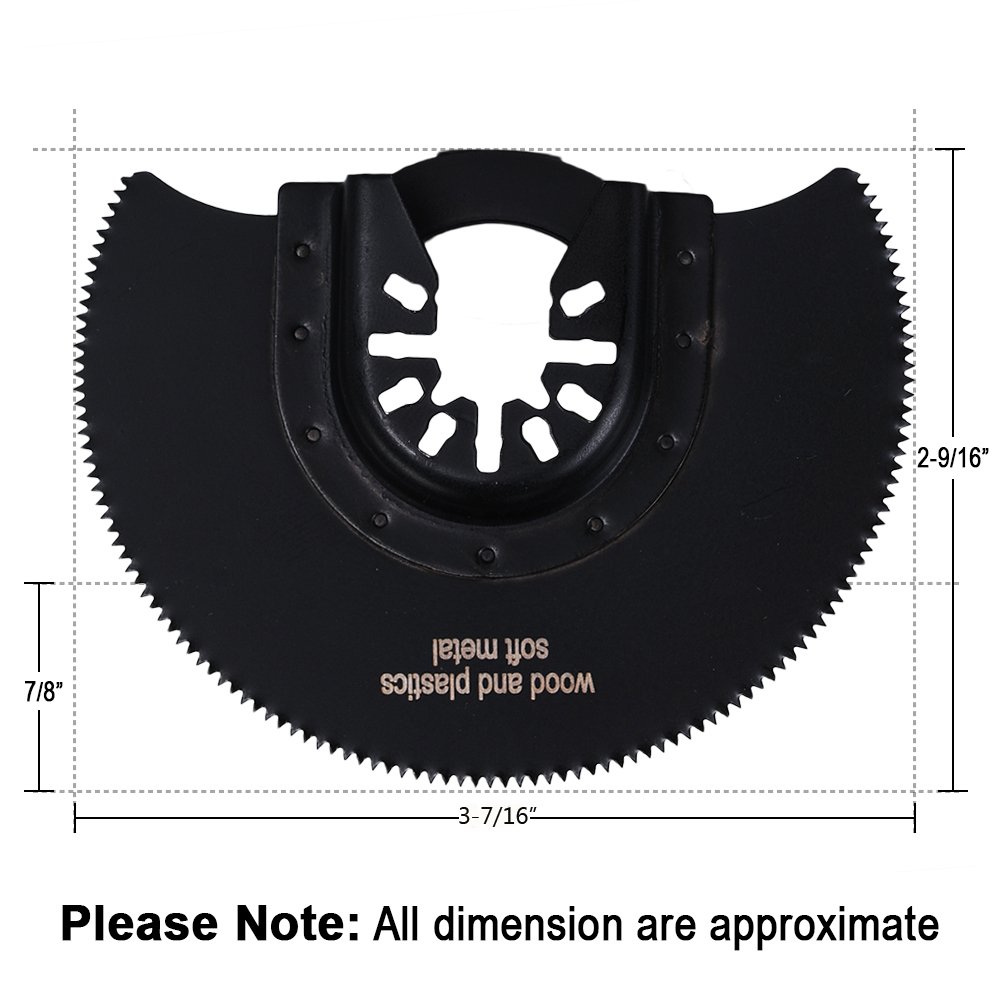 HIFROM Semi-Circular/Bi-Metal/Japan Tool Oscillating Multitool Quick Release Saw Blades Compatible with Fein Porter Cable Bosch Dremel Craftsman Ridgid and More 21pcs
