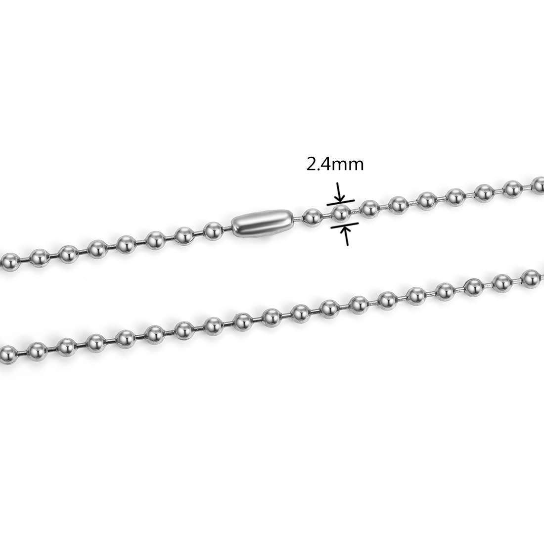 LANBEIDE 32 Feet Stainless Steel Ball Bead Chain with 20 Pieces Matching Connectors 2.4 mm Diameter Ball Chain for Necklace Jewelry Making
