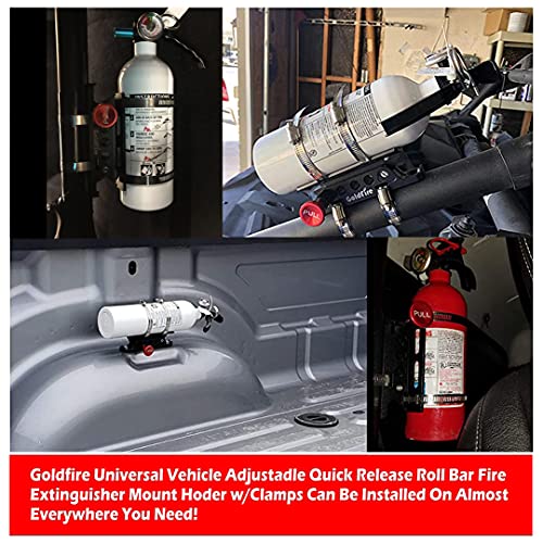Quick Release Aluminum Fire Extinguisher Holder Mount Bracket Roll Bar Mount Bottle Holder Adjustable for Wrangler TJ JK JL JKU UTV Polaris RZR Ranger (Black)