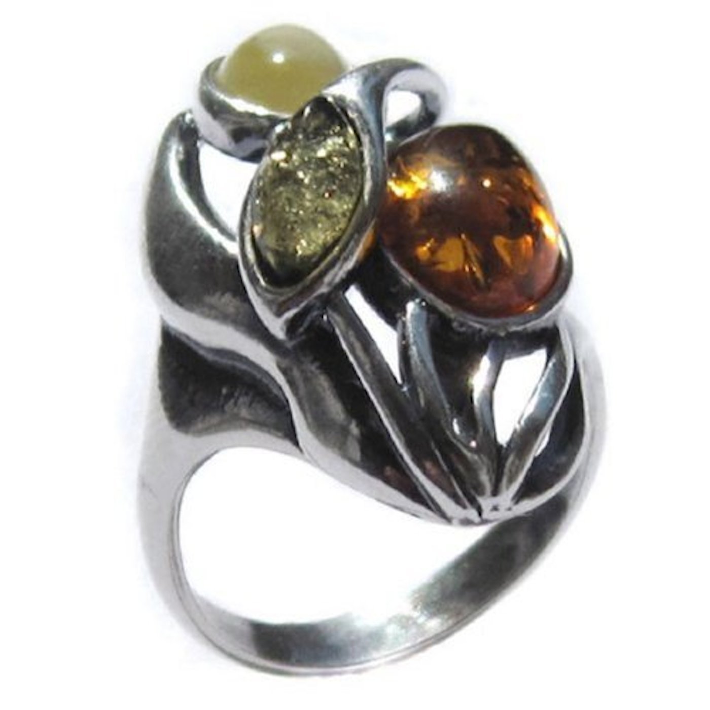 Ian and Valeri Co. Multicolor Amber Sterling Silver Designer Ring