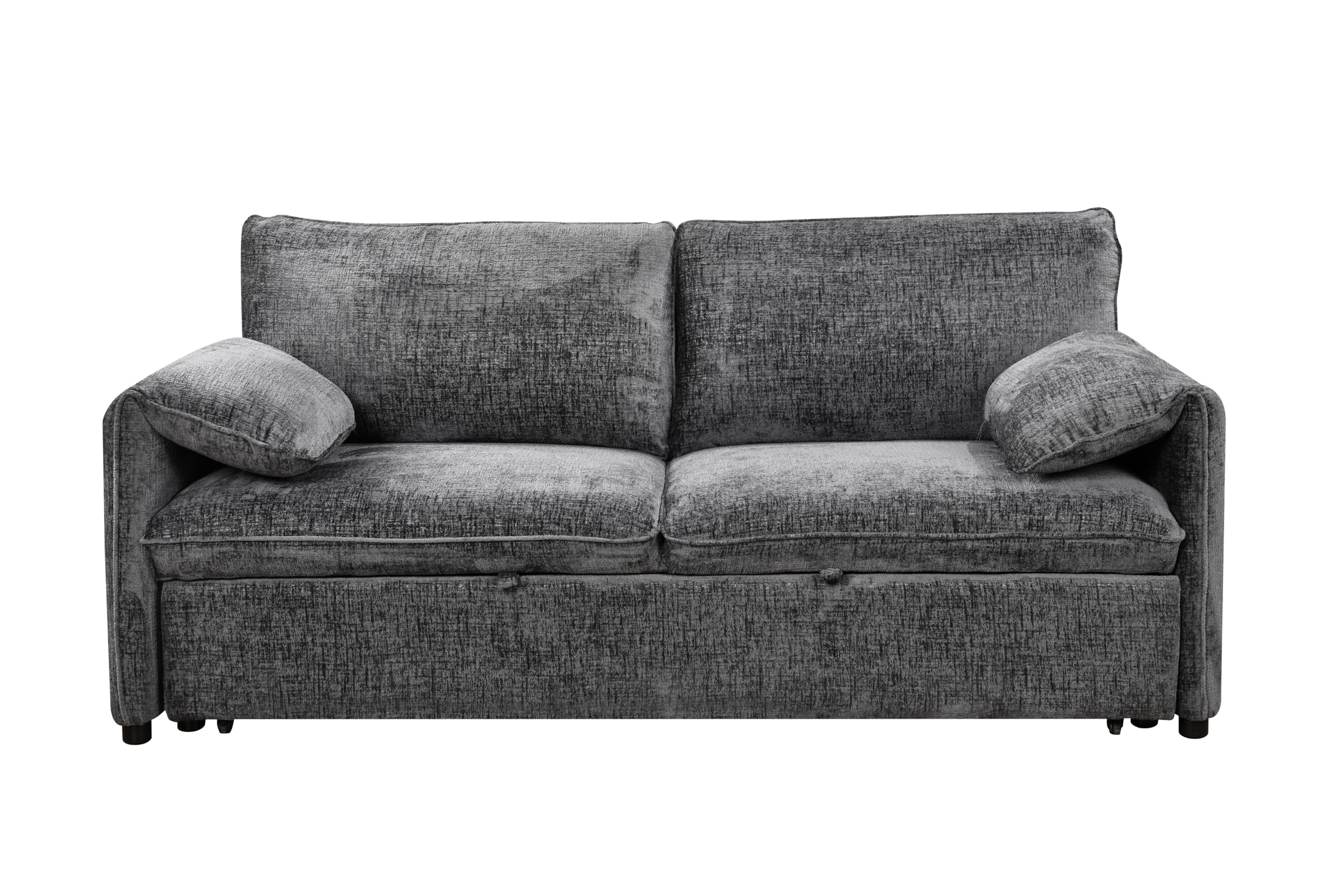 ZIGHTH 81-Inch Chenille Queen Size Sleeper Sofa Couch with Pullout Bed, Convertible Pull Out Couch with 4 Pillows and Adjustable Backrest for Small Spaces, Apartment, Guest Room, RV (Light Brown)