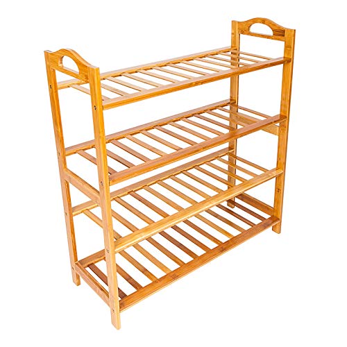 Vasitelan 4-Tier Bamboo Shoe Rack for Entryway, Shoe Organizer for Hallway Closet, Free Standing Shoe Racks for Indoor Outdoor