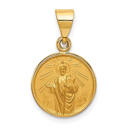 IceCarats 18K Yellow Gold San Judas Tadeo St Jude Patron Saint Thaddeus Medal Necklace Charm Pendant 21.5mm x 13mm Only