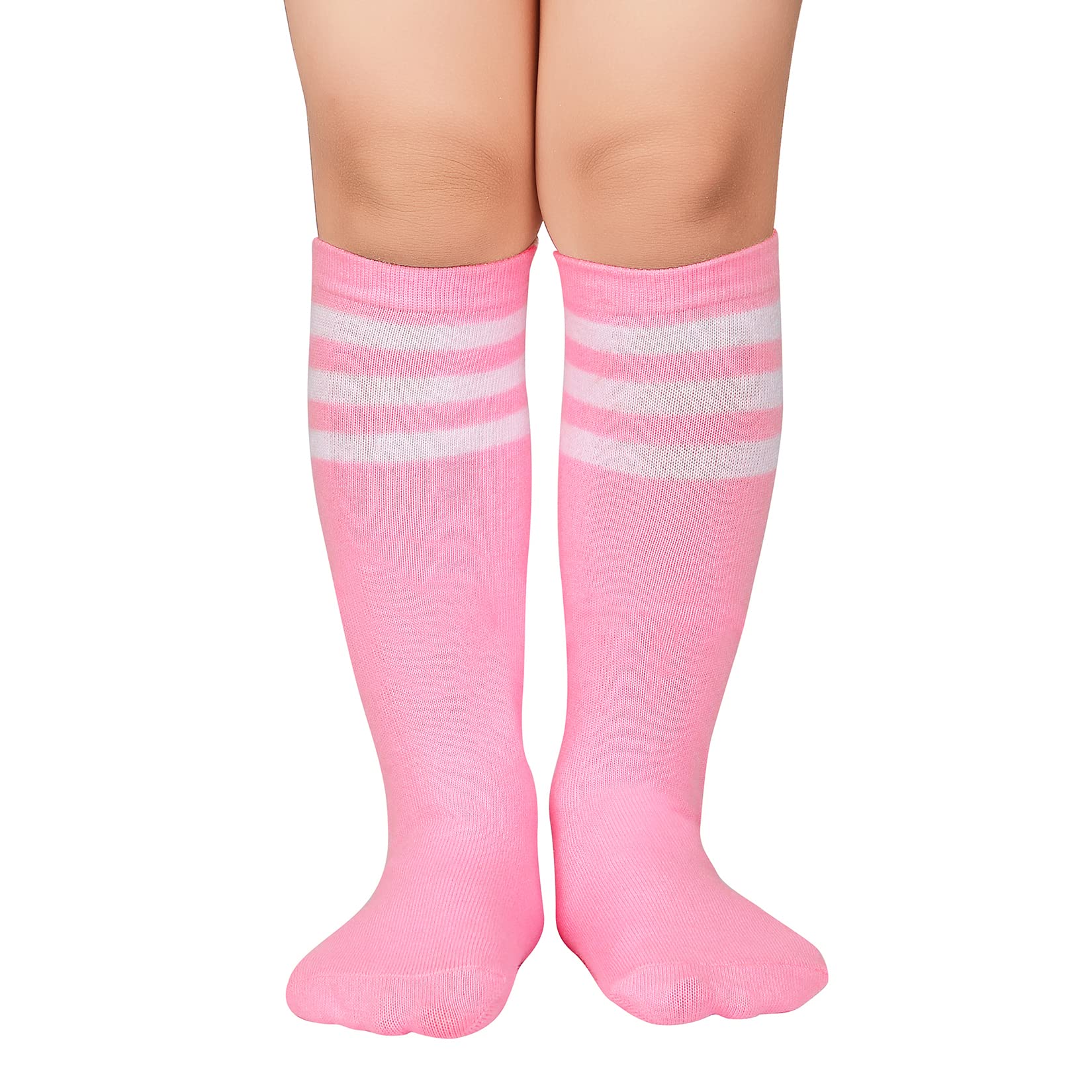 Kids Child Soccer Socks Knee High Tube Socks Toddler Girls Uniform Socks Cotton Cute Sport Stocking for Boys Girls 1 Pair Pink White One Size