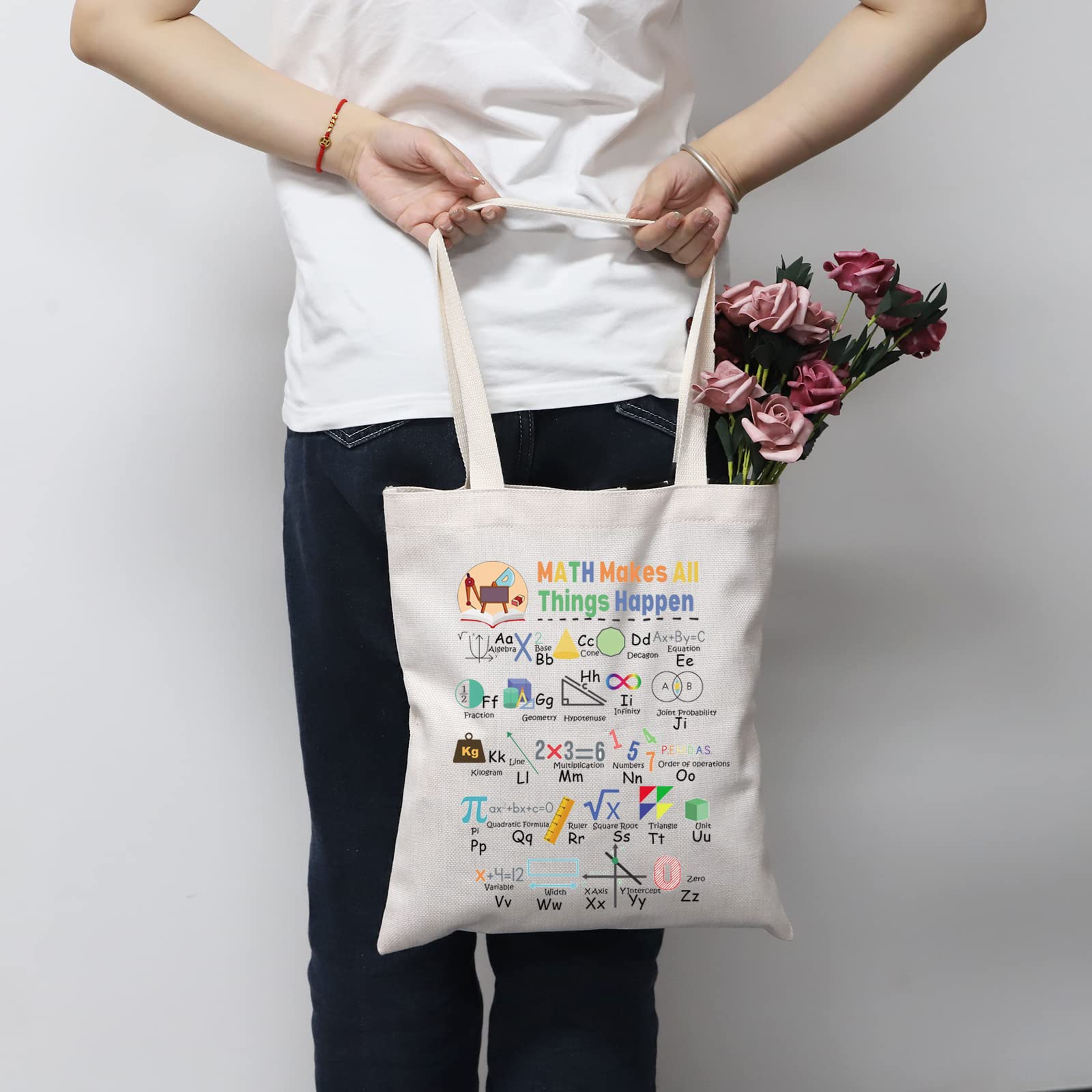 Math Teacher Tote Bag Math Teacher Gift Math Teacher Appreciation Gift End of Year Gift for Math Teacher (Handbag)
