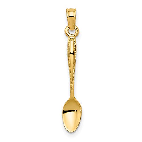 IceCarats 14K Yellow Gold Table Spoon Necklace Charm Pendant 27mm x 5mm Only