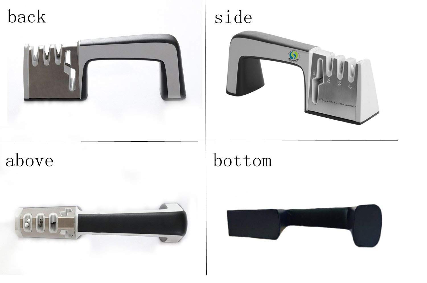 Henslow Knife Sharpener Is 4 In 1 Multi-Functional Knife Sharpening System—— 1 Scissor Sharpening System & Professional 3 Stage Sharpening System , 5 Seconds To Restore A Sharp Knife.