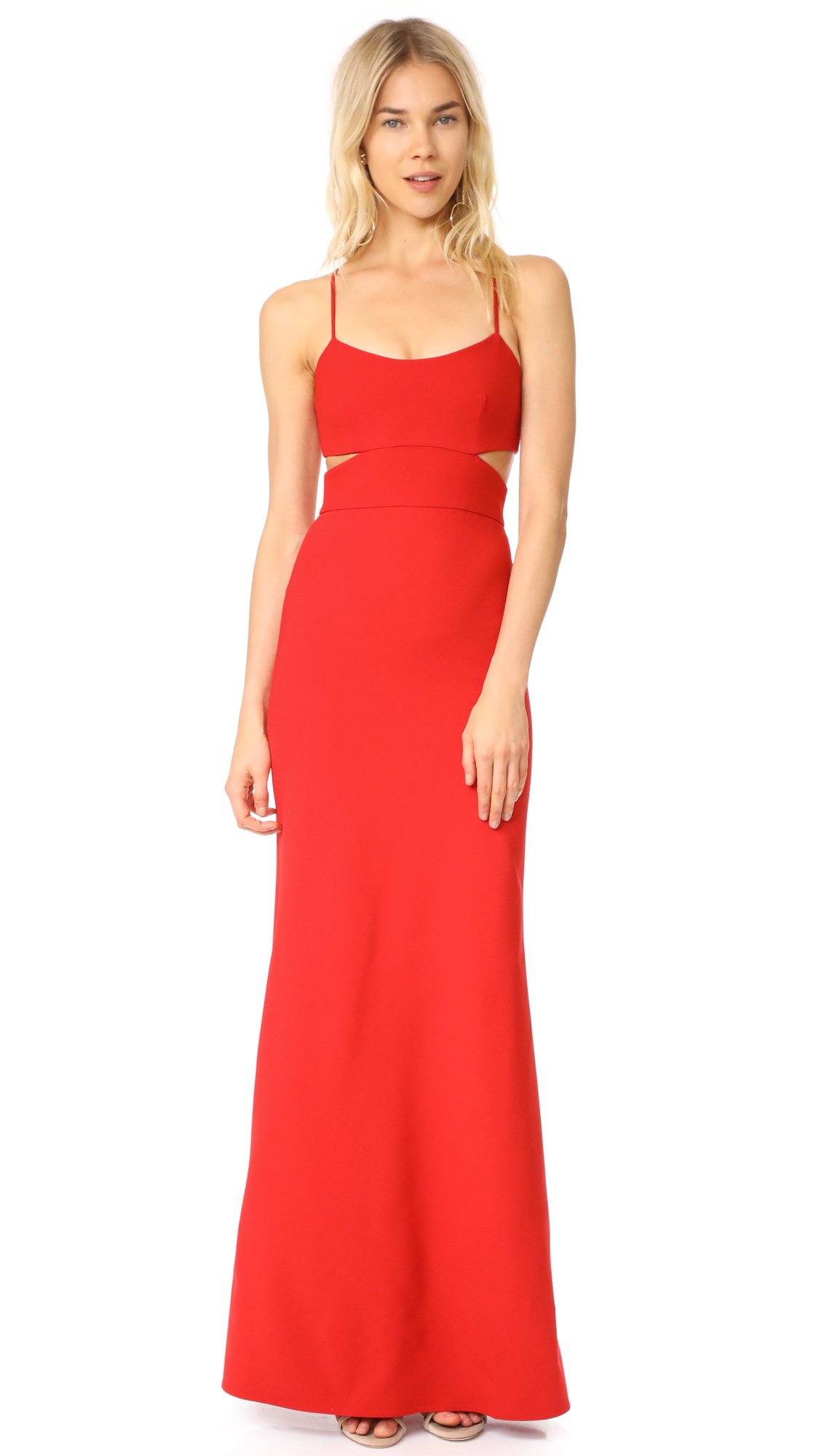 Jill Jill Stuart Women's Spaghetti Strap Bodycon with Cutouts, Cardinal, 8