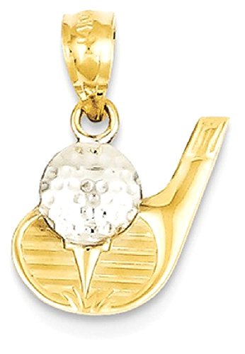 IceCarats 14K Yellow Gold Golf Necklace Charm Sports Pendant 16mm x 12mm Only