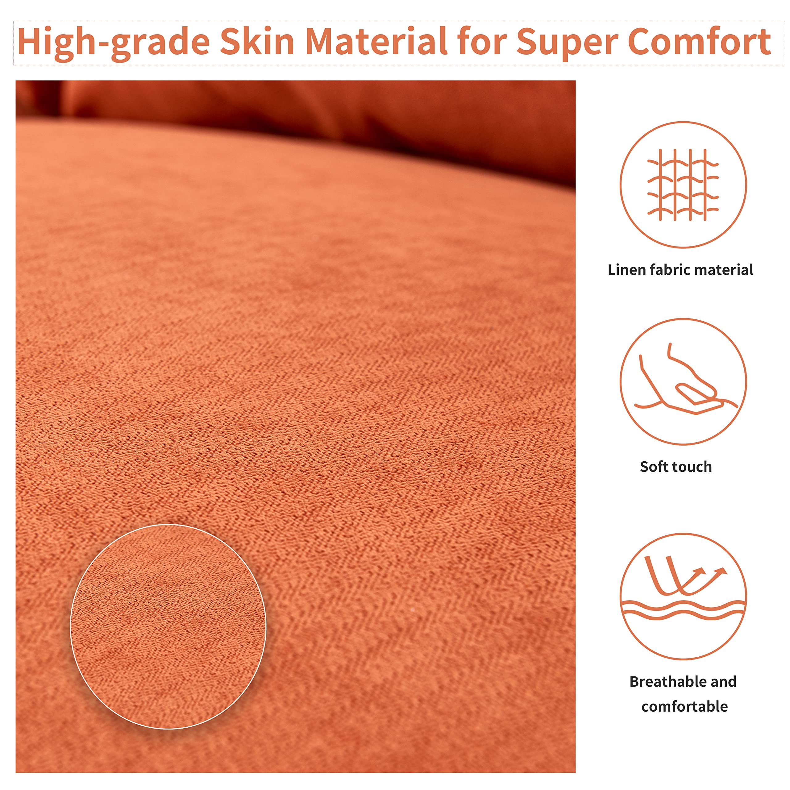 VASOENY 72.8 Inch Loveseat Sofa Couch, Mid Century Modern Linen Fabric Love Seats Sofa, 2 Seater Couches for Bedroon, Living Room, Apartment, Home Office(Orange)