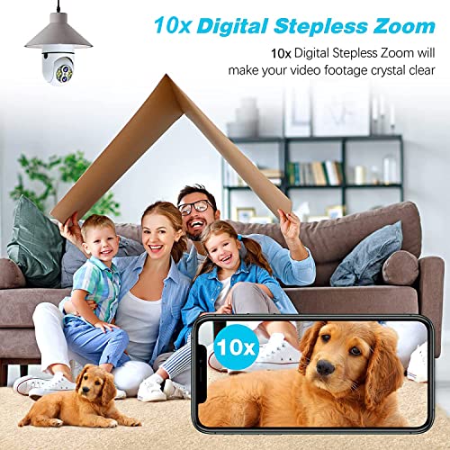 TOGUARDGO 【10x Zoom Light Bulb Security Camera Outdoor Wireless WiFi, 360° Pan/tilt Light Socket Security Cameras for Home with Spotlight,1080P FHD Color Night Vision, Auto Tracking, Alerts