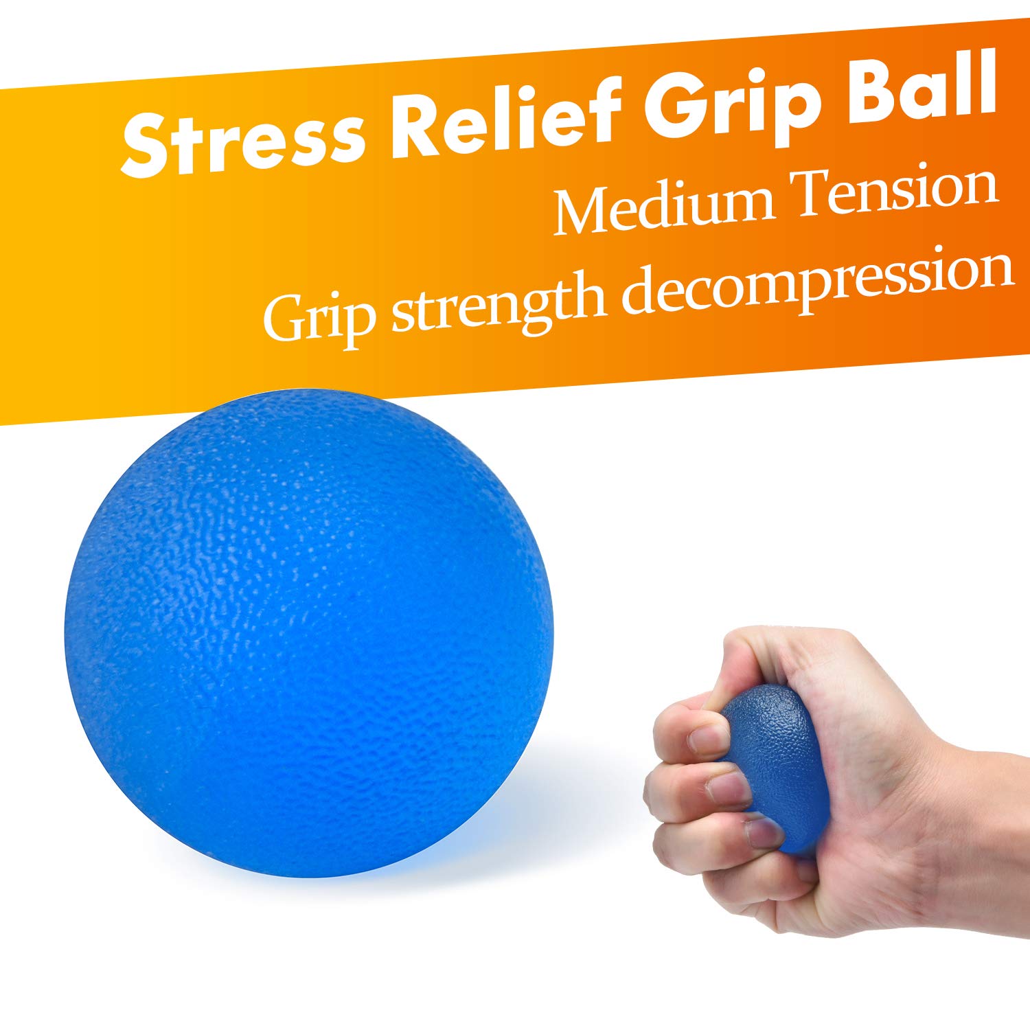 IMENSEAS Grip Strength Trainer 7 Pack Adjustable Hand Gripper, Finger Stretcher Resistance Extensor Bands, Finger Exerciser, Grip Strength Ring & Stress Ball, Hand Grip Strengthener, Blue