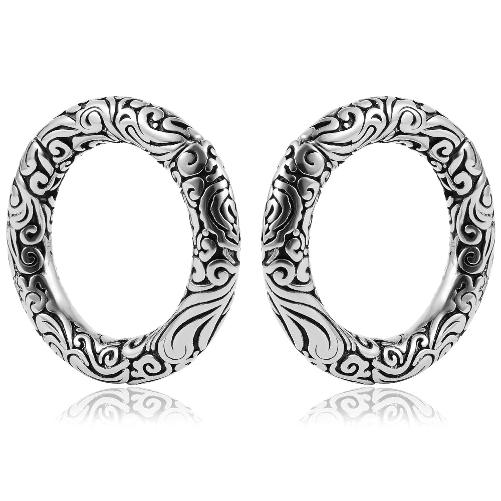 Maxbott 2PCS 316L Stainless Steel Vintage Ear Hangers Weights for Stretched Ear Plugs Gauges Body Piercing Jewelry (2G(6mm), Silver)