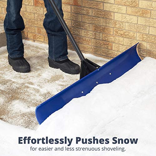 The Snowcaster 48 Inch Snow Pusher & Barn Shovel 48UPH | Heavy Duty 48β X 9.5β Polyethylene Blade | Snow Removal - Driveway, Doorway, Sidewalks | Commercial & Residential β Blue