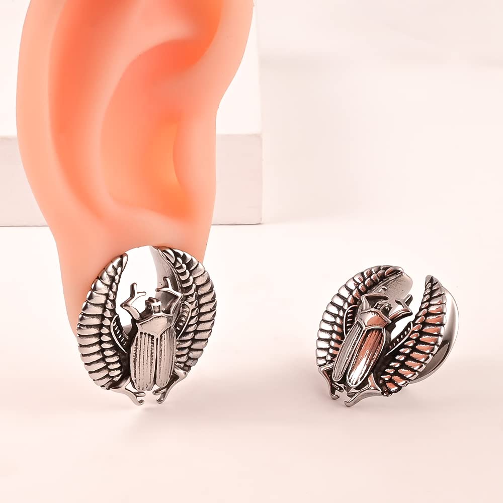 Maxbott 2PCS 8-25mm Stainless Steel Retro Saddle Ear Tunnels Plugs Expander Stretchers Gauges Body Piercing Jewelry