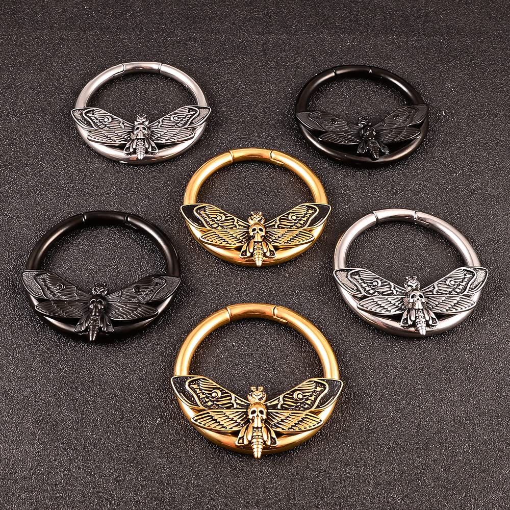 Maxbott 2PCS Butterfly and Circles Stainless Steel Plugs Ear Weights 6MM Ear Gauges Piercing Expander Stretchers Body Jewelry (4G (5mm), Silver)