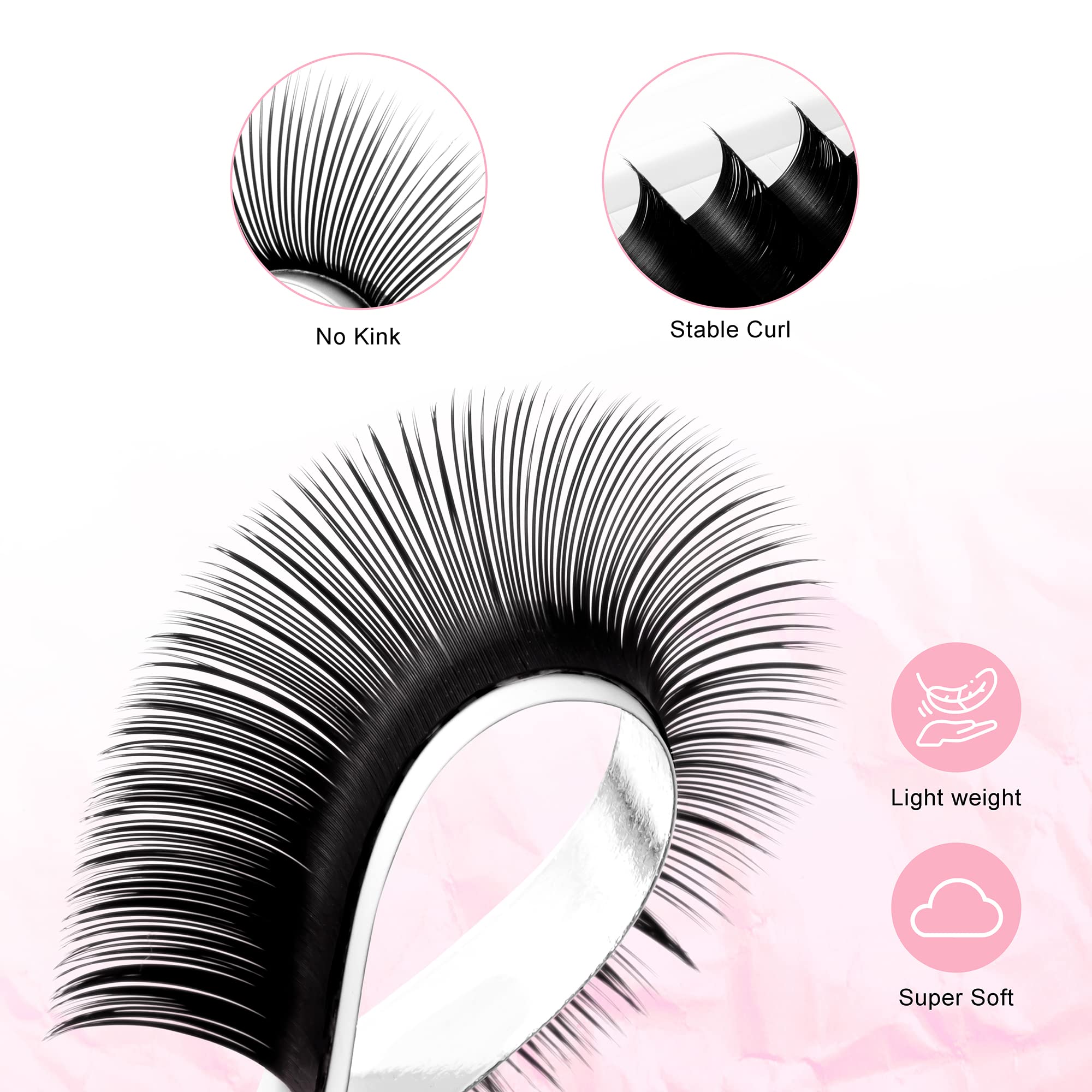 TDANCE Easy Fan Lashes Volume Eyelash Extensions 0.07 D Curl Mix 14-19mm + Ellipse Flat Lashes 0.15 D Curl 8-15mm