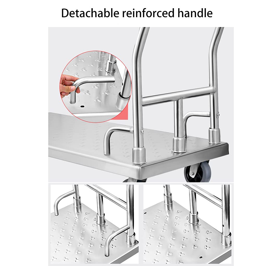 SHIJIANX Moving Platform Hand Truck, Foldable for Easy Storage and 360 Degree Swivel Wheels,Stainless Steel Trolley Flatbed
