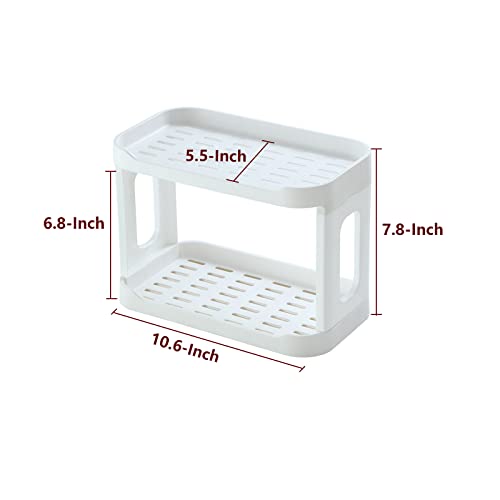 XUDAUP Bathroom Countertop Organizer 2 Tier Plastic Bedroom Desktop Storage 2PACK Shelf Vanity Counter Top Rack Perfect for Bedroom Washroom Office School Kitchen (White)