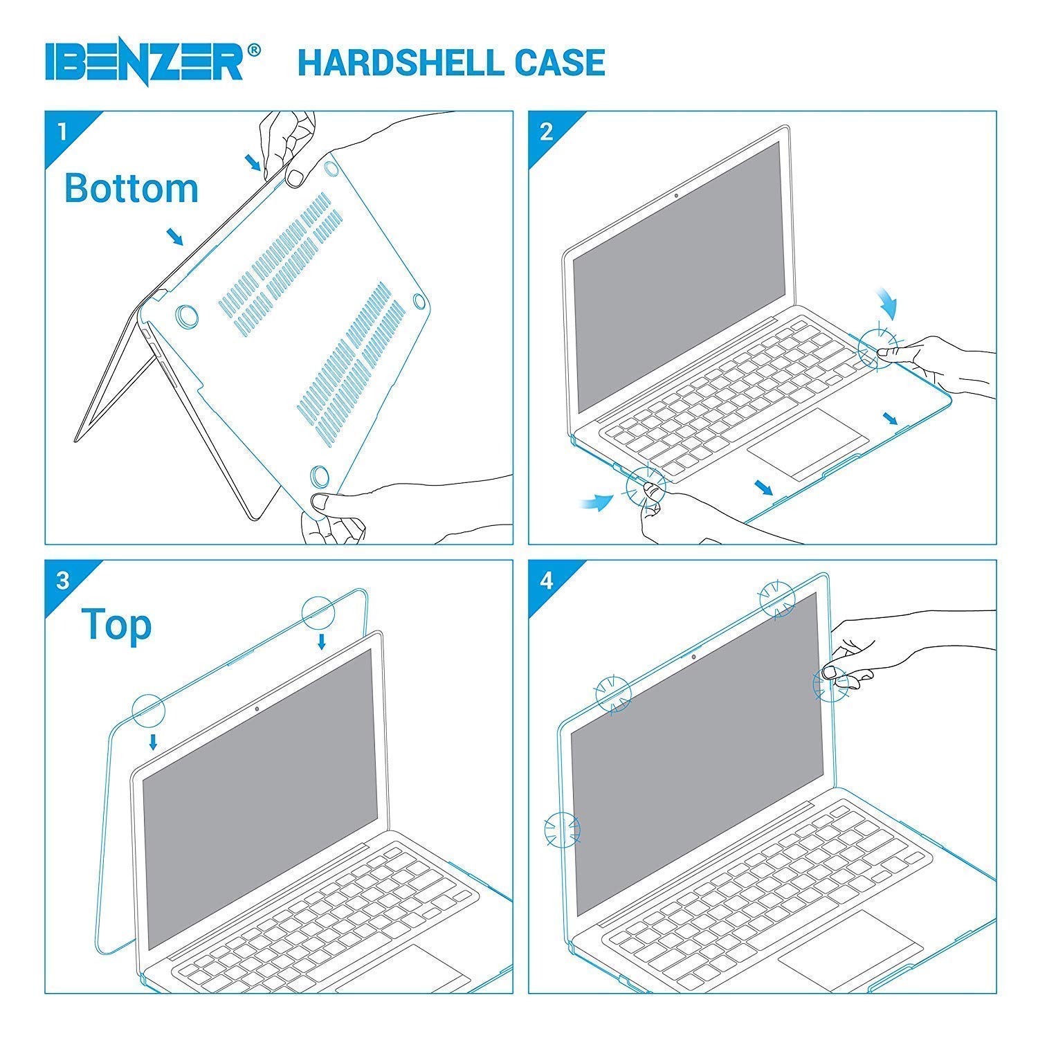 IBENZER Compatible with Old Version MacBook Air 13 Inch Case (2017-2010 Release), Models: A1466/A1369, Plastic Hard Shell Case with Keyboard & Screen Cover for Mac Air 13, Crystal Clear, A13CYCL+2