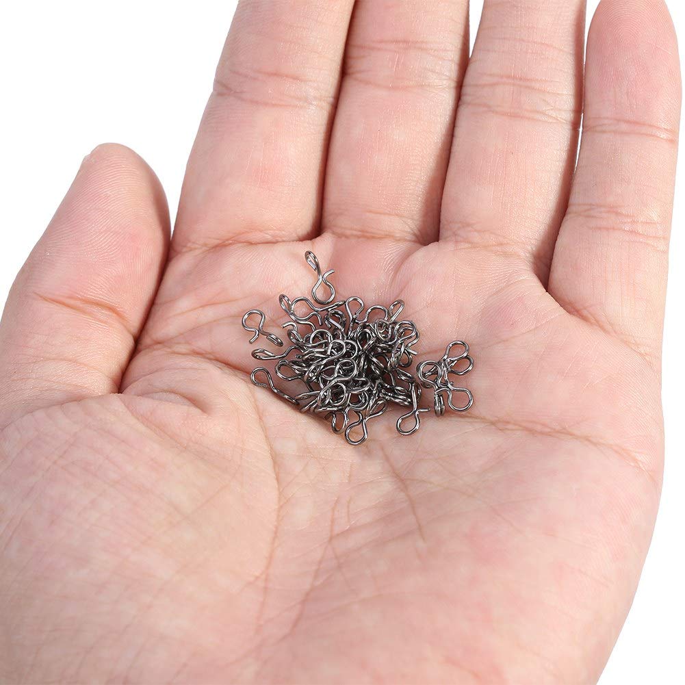 Lure Snap, Fishing Tool Stainless Steel 50Pcs Black Durable Fishing Snap, for Keychain Clip(S)