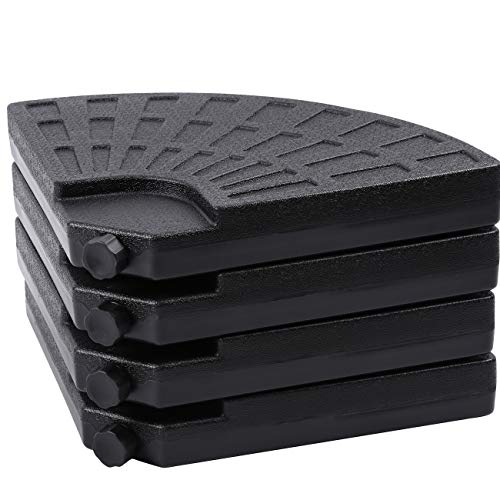 Sunnyglade 18.9" 4Pcs 13L Fan Shaped Water or Sand Filled Umbrella Base/Fan Style Self-Filled Cantilever Offset Umbrella Base Stand Suitable for All Kinds of Cross Tiles (Black)