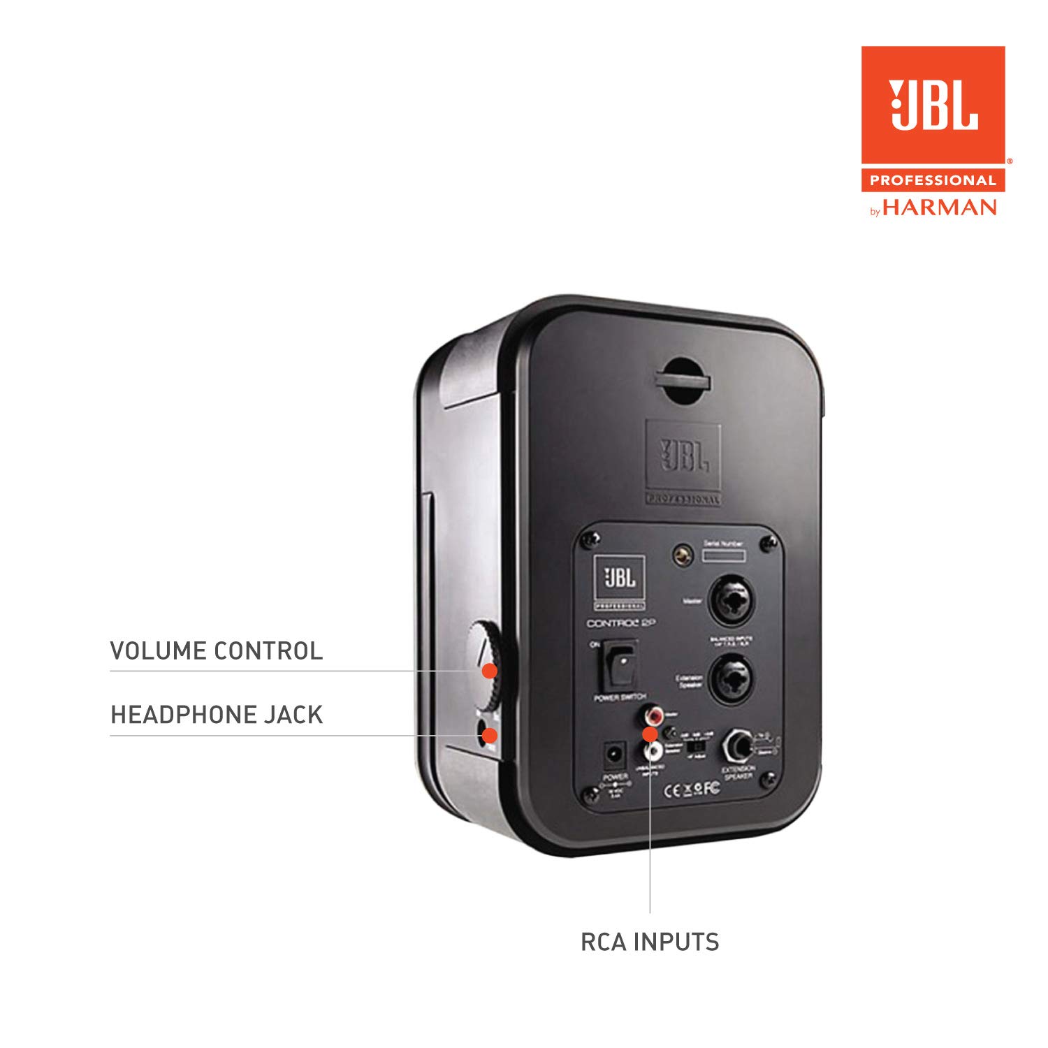 JBL Professional C2PM Control 2P Compact Powered Monitor, Master Speaker Only, Black
