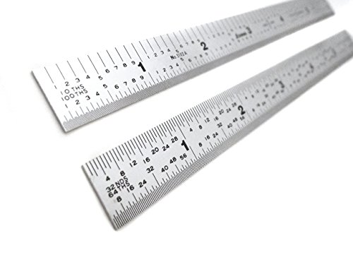 Shinwa 6" 5R Narrow and Flexible (.500 wide x .020 thick) Zero Glare Satin Chrome Stainless Steel 5R Machinist Engineer Ruler/Rule with Graduations in 1/64, 1/32, 1/10, 1/100 Model H-3102A