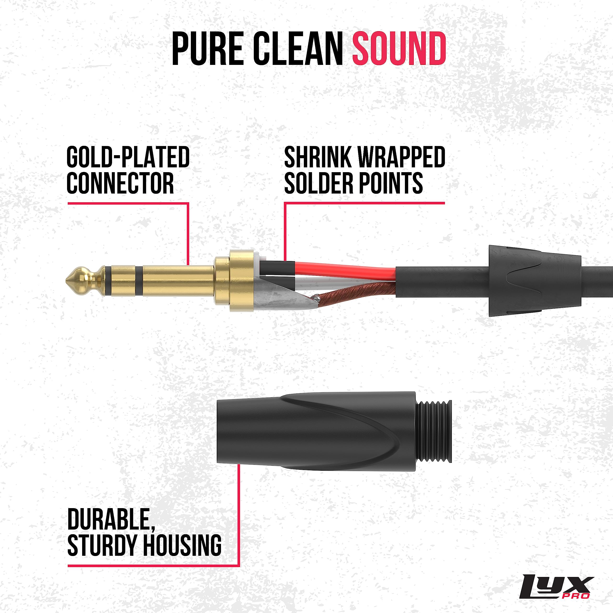 LyxPro 100 Feet ¼ TRS to ¼ TRS Balanced Audio Cable, Superior Signal Transfer, Crystal Clear High Frequency, Noiseless, Durable & Flexible Patch Cable, Professional Grade Heavy Duty Male to Male