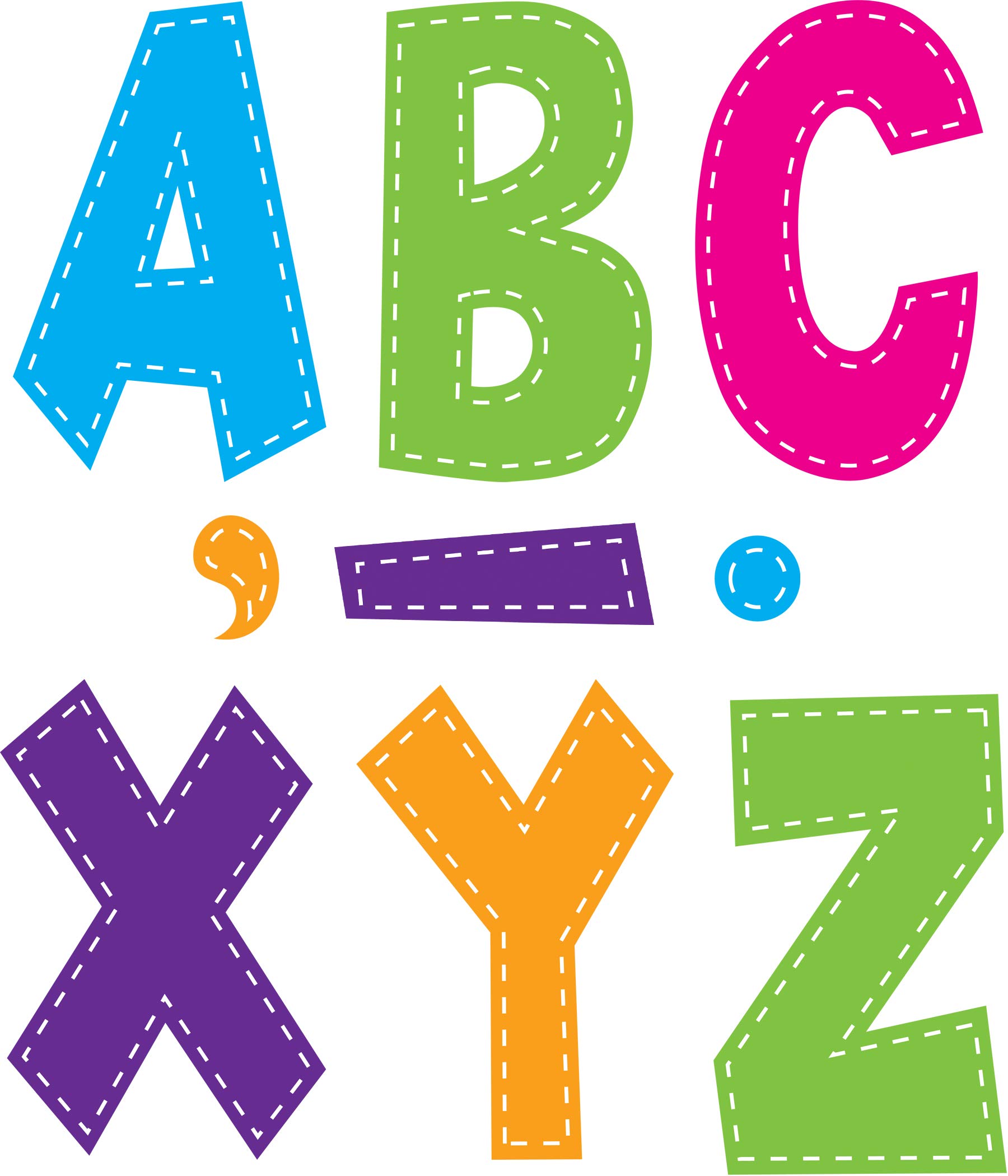 Teacher Created Resources Multi Bright Stitch 7" Fun Font Letters & Colored Pencils Die-Cut Rolled Border Trim - 50ft