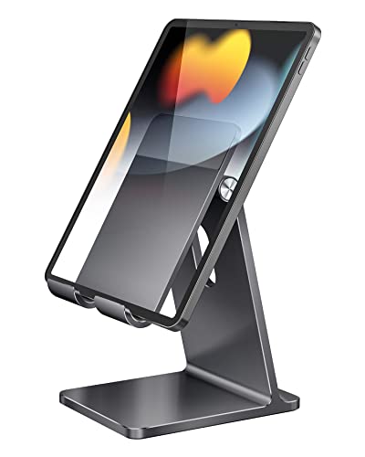 Maxonar Adjustable Tablet Stand Holder, Sleek Looks Tablet Desktop Stand Dock Constructed from Aluminum - Compatible with iPad Air iPad Pro/iPad Mini [4.7"-13"], iPhone 15, Galaxy Tab S8, Grey