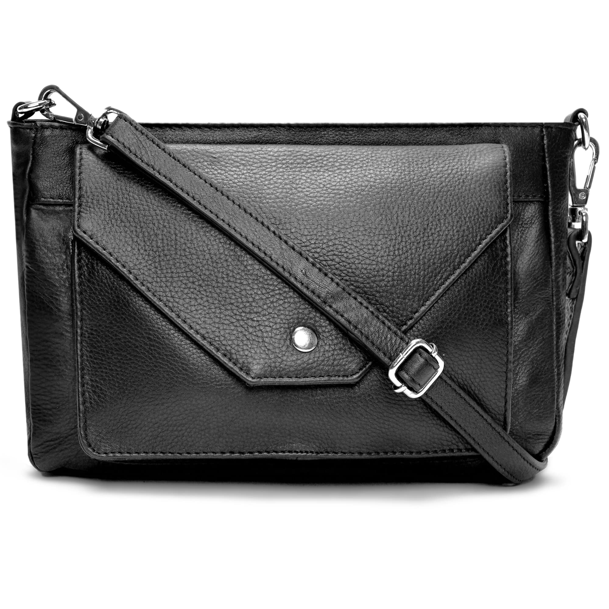 LUXEORIA Genuine Leather Crossbody Bags for Women, Handmade Sling Bag, Adjustable Straps, Trendy Unisex Cross-Shoulder Purses, Retro - Deep Brown