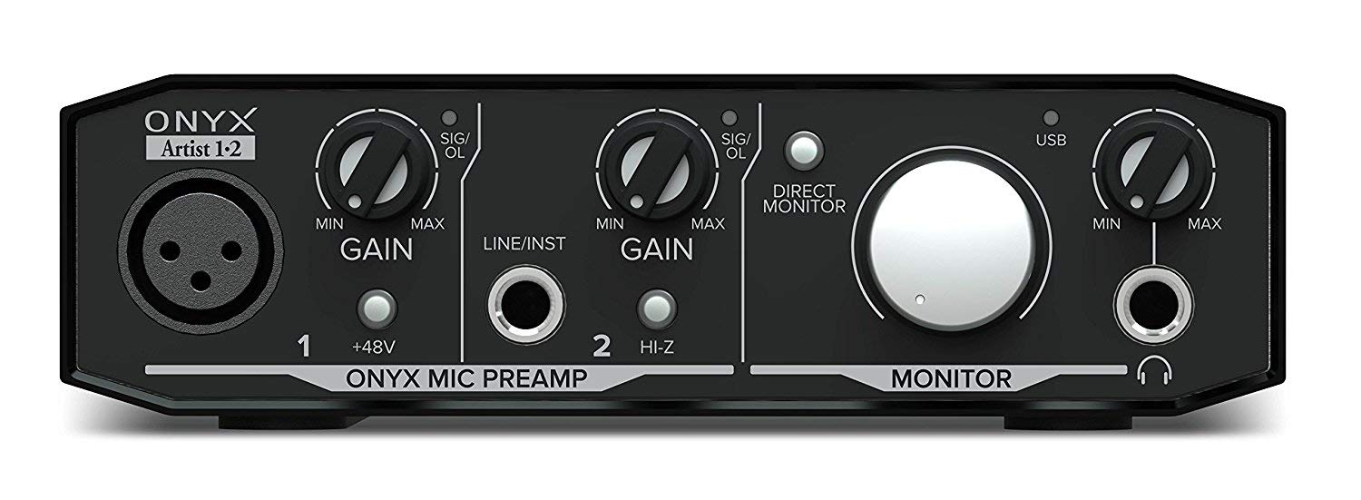 LyxPro Full Size Electric Guitar Sunburst with 20w Amp Package, Mackie Onyx Artist 2-2 Audio/Midi interface With Pro Tools First/Tracktion Music Production Software Kit With Professional Headphones