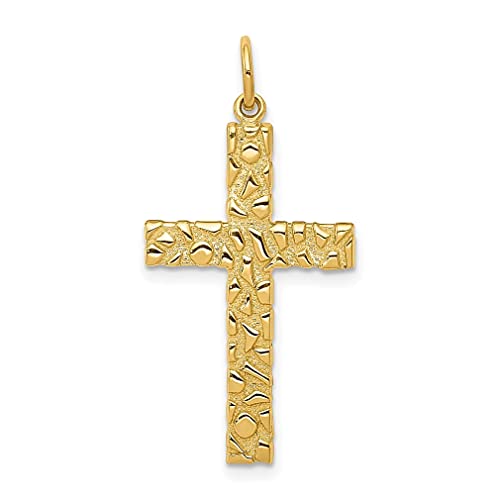 IceCarats 14K Yellow Gold Nugget Latin Mexican Holy Cross Necklace Religious Pendant Jesus Christ Charm Only