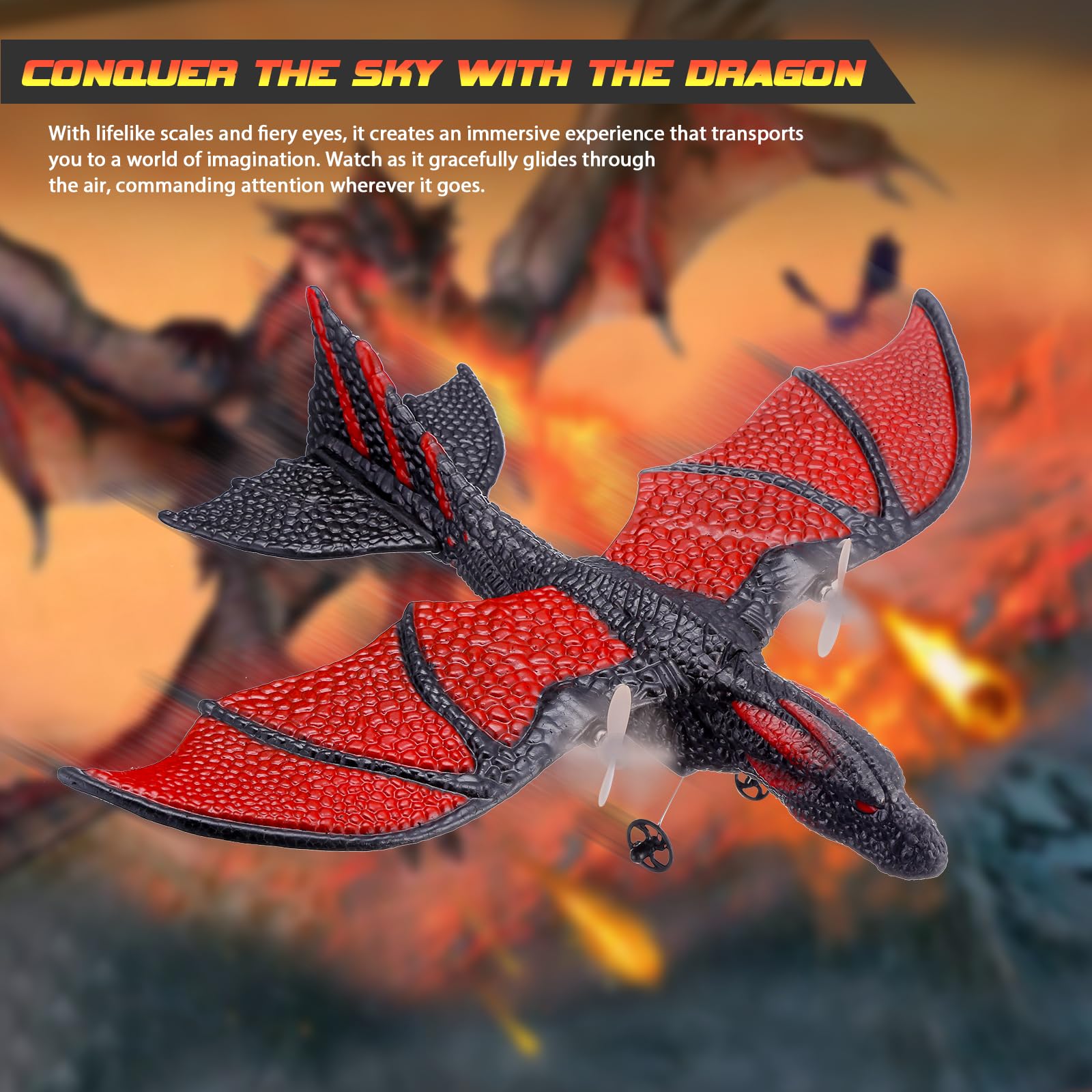 isYoung RC Plane, 2 Channel Remote Control Plane, 2.4GHz RC Airplane for Adult and Kids, Dragon Plane with 2 Batteries
