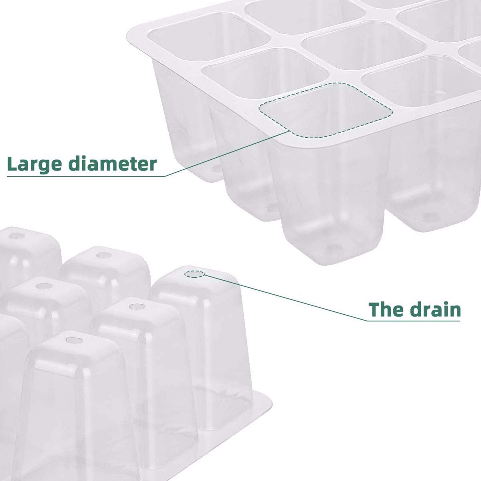 JCBritw 6-Pack Seed Starter Trays, 72-Cell Thickened Seed Starter Kit with Humidity Dome, Flat Reusable Plant Germination Trays with Drain Hole, Seeds Propagation Tray