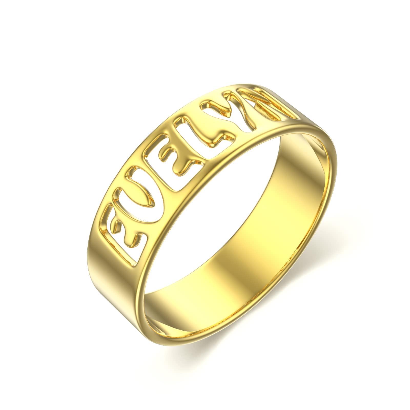 PLATYCO Personalized Name Ring Engraved Any Name Initial Letters Custom Name Stacking Ring for Couple Friends Family Lovers