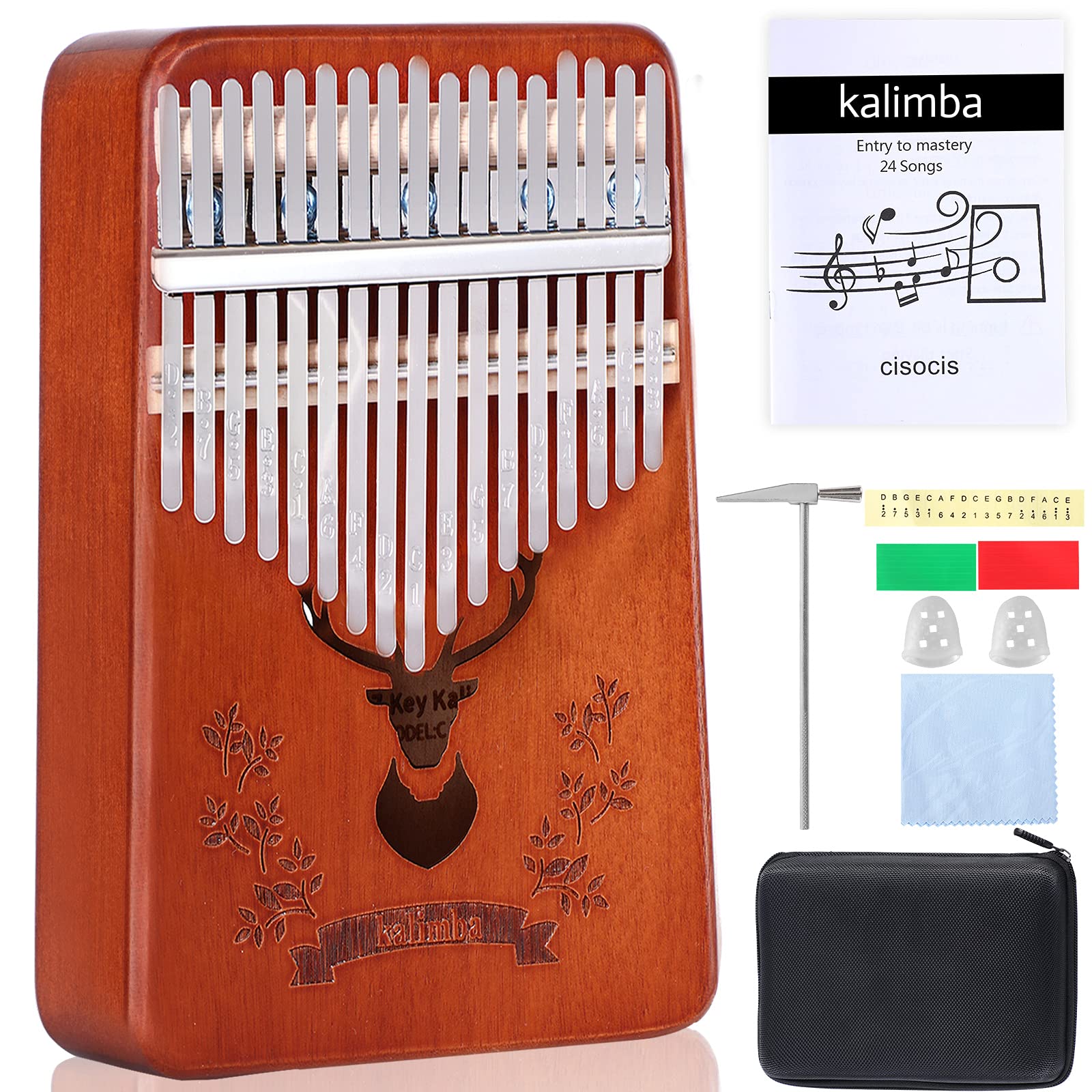 Kalimba kits,Portable Thumb Piano with Songbook,Musical Instrument Gift (Reindeer-Brown)