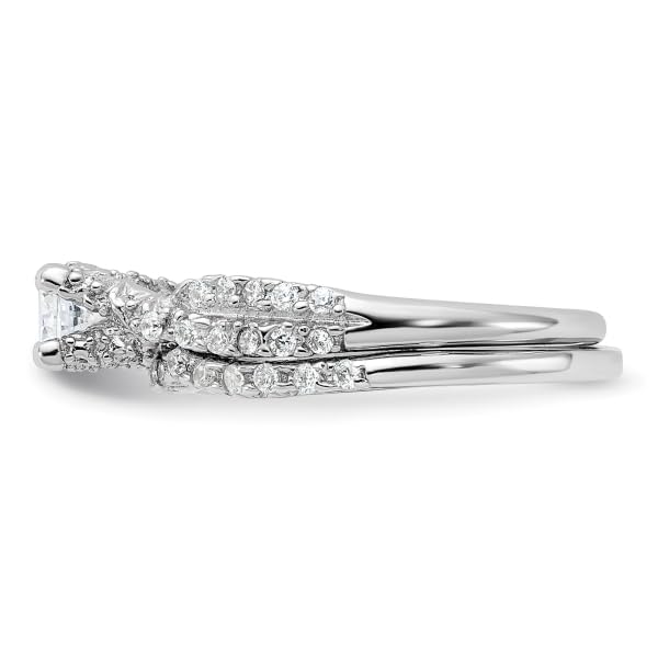 IceCarats 925 Sterling Silver Cubic Zirconia CZ Wedding Band Engagement Ring Bridal Jewelry Set Size 6