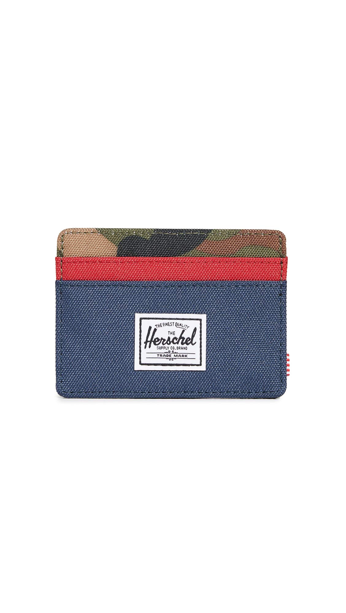 Herschel mens Charlie Rfid Card Case Wallet, Navy/Woodland Camo/Red, One Size US