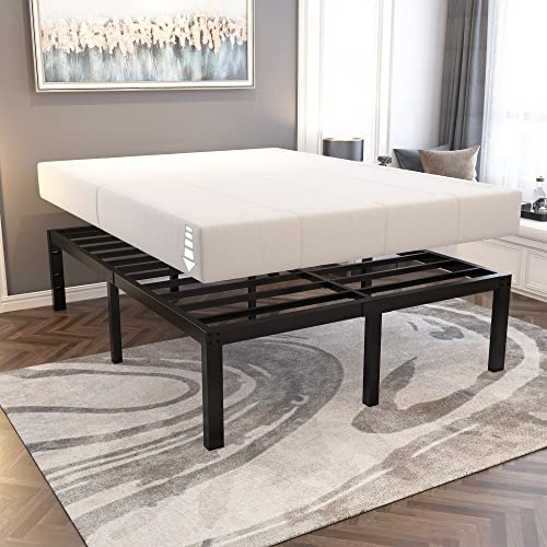 yookare 18 Inch Tall and Strong Platform Metal Bed Frame/Easy Assembly Mattress Foundation/ 4000lbs Heavy Duty Frame with Steel Slat Support/No Noise/No Box Spring Needed,Twin